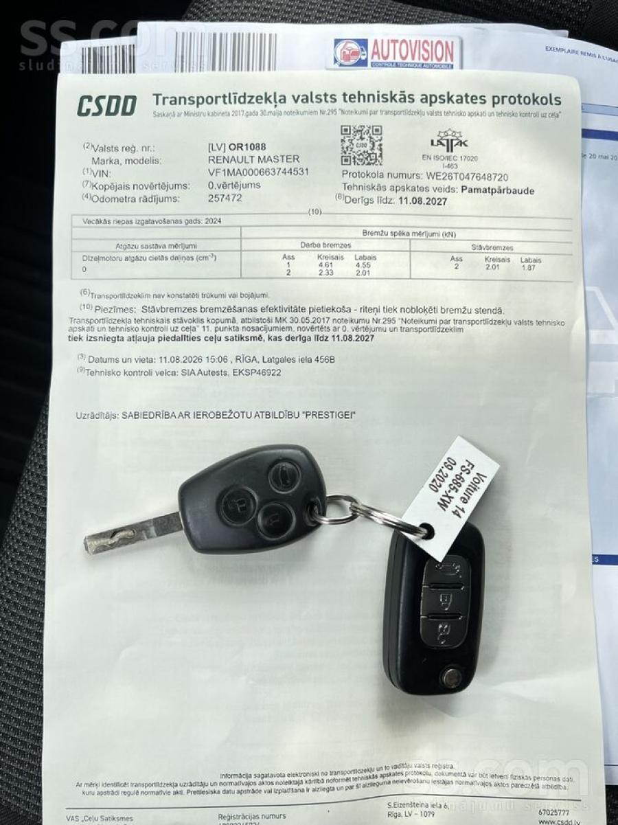 White Renault Master 2020 in Riga, with an engine capacity of 2.30 L and mileage of 258 thousand km for 14990 €, photo 27 on AUTOMOTO.COM.LV