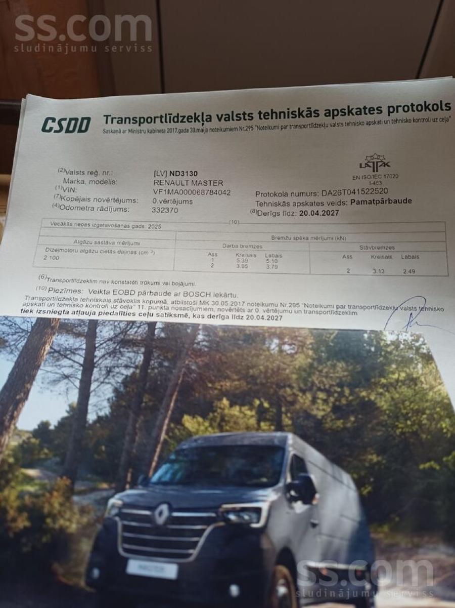 White Renault Master 2022 in Riga, with an engine capacity of 2.30 L and mileage of 338 thousand km for 14000 €, photo 20 on AUTOMOTO.COM.LV