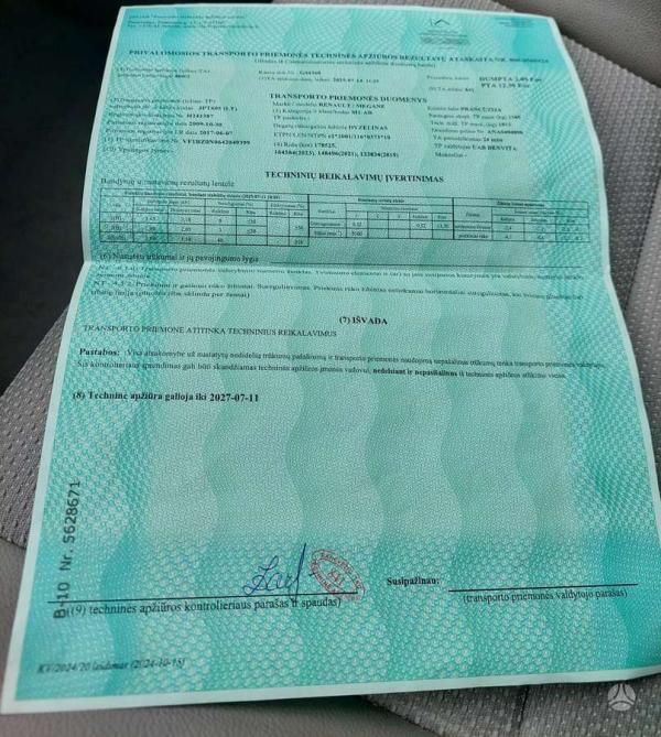 Черный Рено Меган 2009 в Паневежис, объемом двигателя 1.87 л и пробегом 186 тыс. км за 2000 €, фото 9 на AUTOMOTO.COM.LV