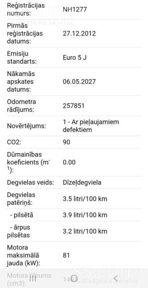 Pelēks Renault Megane 2012 Rīga, ar dzinēja tilpumu 1.50 L un nobraukumu 257 tūkst. km par 2900 €, foto 18 vietnē AUTOMOTO.COM.LV