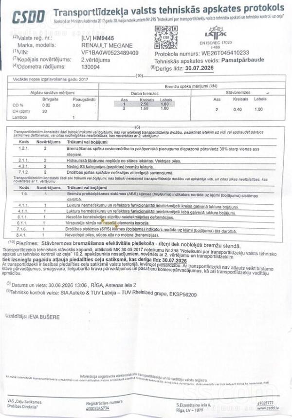 Серый Рено Меган 2001 в Рига, объемом двигателя 1.40 л и пробегом 131 тыс. км за 430 €, фото 9 на AUTOMOTO.COM.LV
