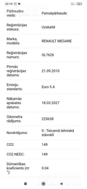 Белый Рено Меган 2010 в Елгава, объемом двигателя 1.90 л и пробегом 227 тыс. км за 5900 €, фото 21 на AUTOMOTO.COM.LV