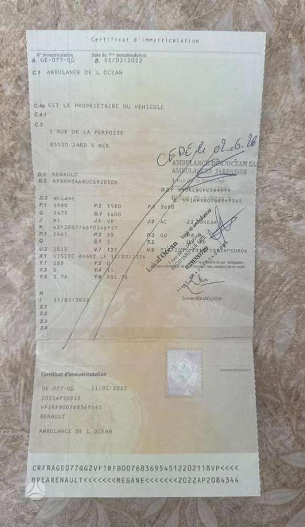 Белый Рено Меган 2022 в Вильнюс, объемом двигателя 1.46 л и пробегом 124 тыс. км за 8250 €, фото 6 на AUTOMOTO.COM.LV