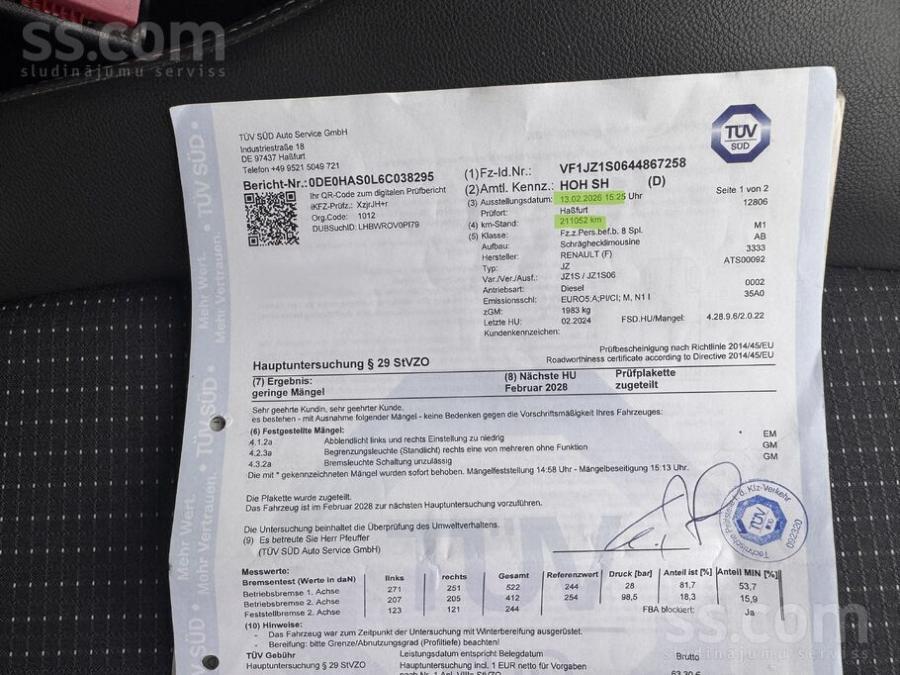 Черный Рено Сценик 2012 в Рига, объемом двигателя 1.90 л и пробегом 215 тыс. км за 3800 €, фото 36 на AUTOMOTO.COM.LV