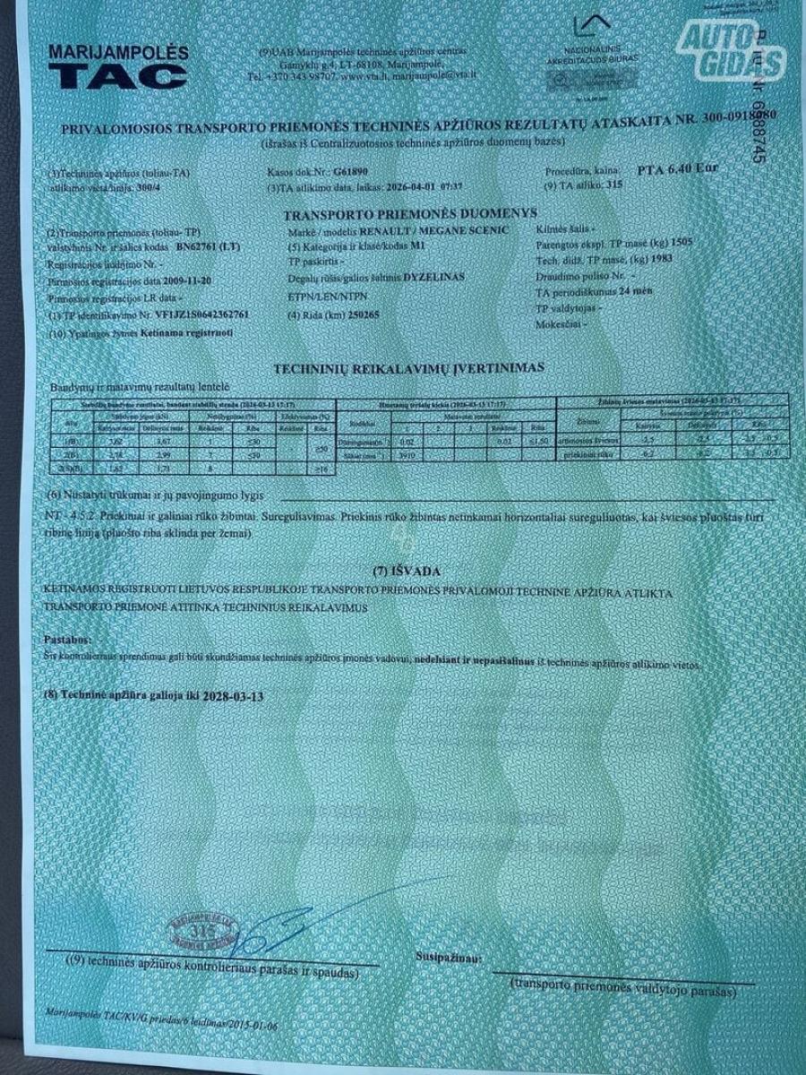 Черный Рено Сценик 2009 в Вилкавишкис, объемом двигателя 1.90 л и пробегом 250 тыс. км за 2550 €, фото 3 на AUTOMOTO.COM.LV