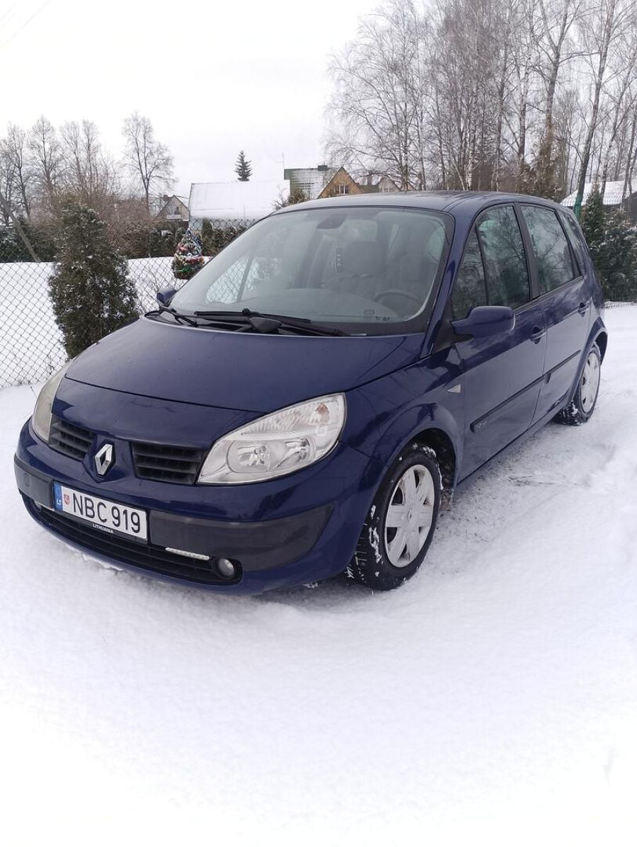 Blue Renault Scenic 2004 in Vilnius, with an engine capacity of 1.60 L and mileage of 197 thousand km for 1000 €, photo 1 on AUTOMOTO.COM.LV