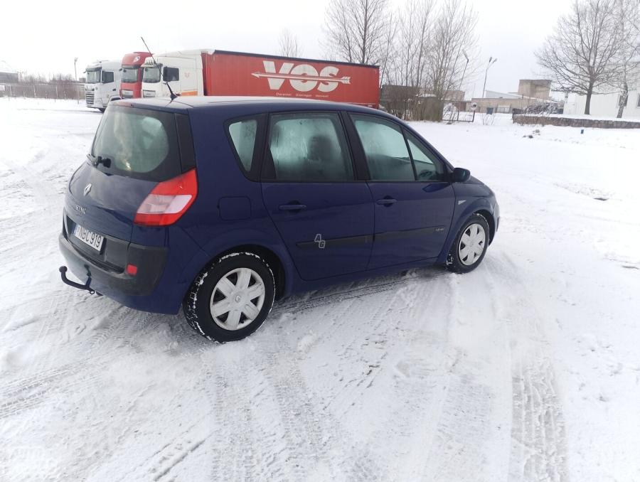 Blue Renault Scenic 2004 in Vilnius, with an engine capacity of 1.60 L and mileage of 197 thousand km for 1000 €, photo 3 on AUTOMOTO.COM.LV