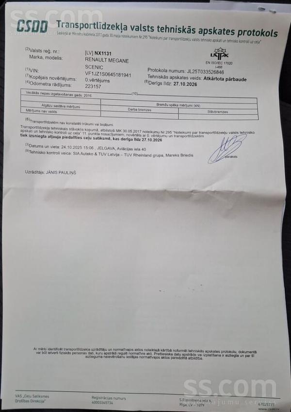 Brūns Renault Scenic 2011 Jelgava, ar dzinēja tilpumu 1.90 L un nobraukumu 232 tūkst. km par 4500 €, foto 7 vietnē AUTOMOTO.COM.LV