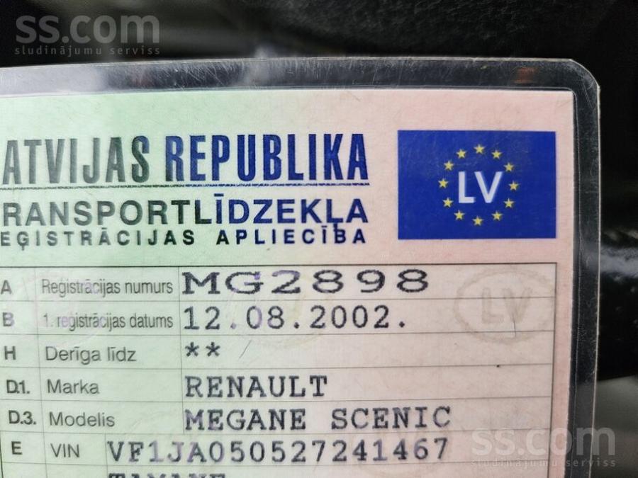 Pelēks Renault Scenic 2002 Rīga, ar dzinēja tilpumu 1.90 L un nobraukumu 252 tūkst. km par 600 €, foto 5 vietnē AUTOMOTO.COM.LV