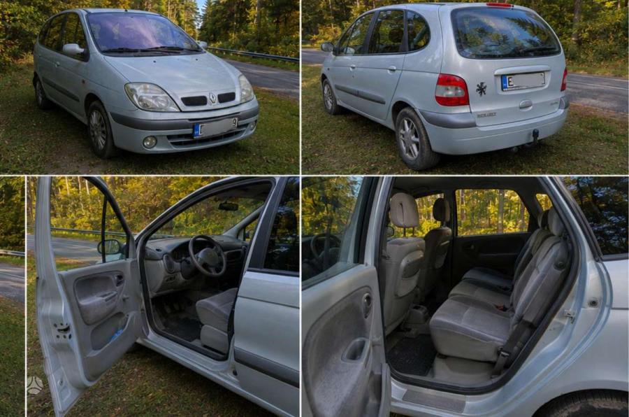 Grey Renault Scenic 2002 in Druskininkai, with an engine capacity of 1.87 L and mileage of 275 thousand km for 600 €, photo 1 on AUTOMOTO.COM.LV