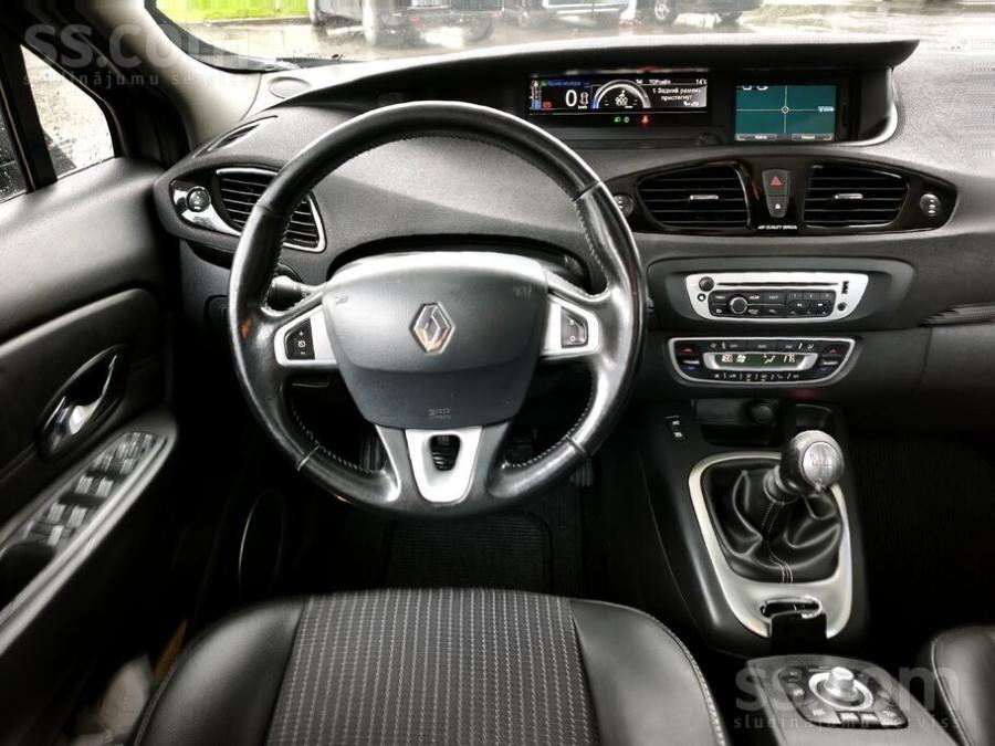 Grey Renault Scenic 2012 in Jelgava, with an engine capacity of 1.50 L and mileage of 250 thousand km for 4890 €, photo 12 on AUTOMOTO.COM.LV