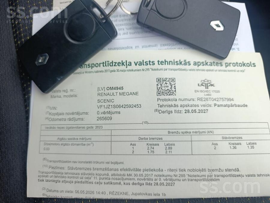 White Renault Scenic 2010 in Rezekne, with an engine capacity of 1.90 L and mileage of 266 thousand km for 3550 €, photo 24 on AUTOMOTO.COM.LV