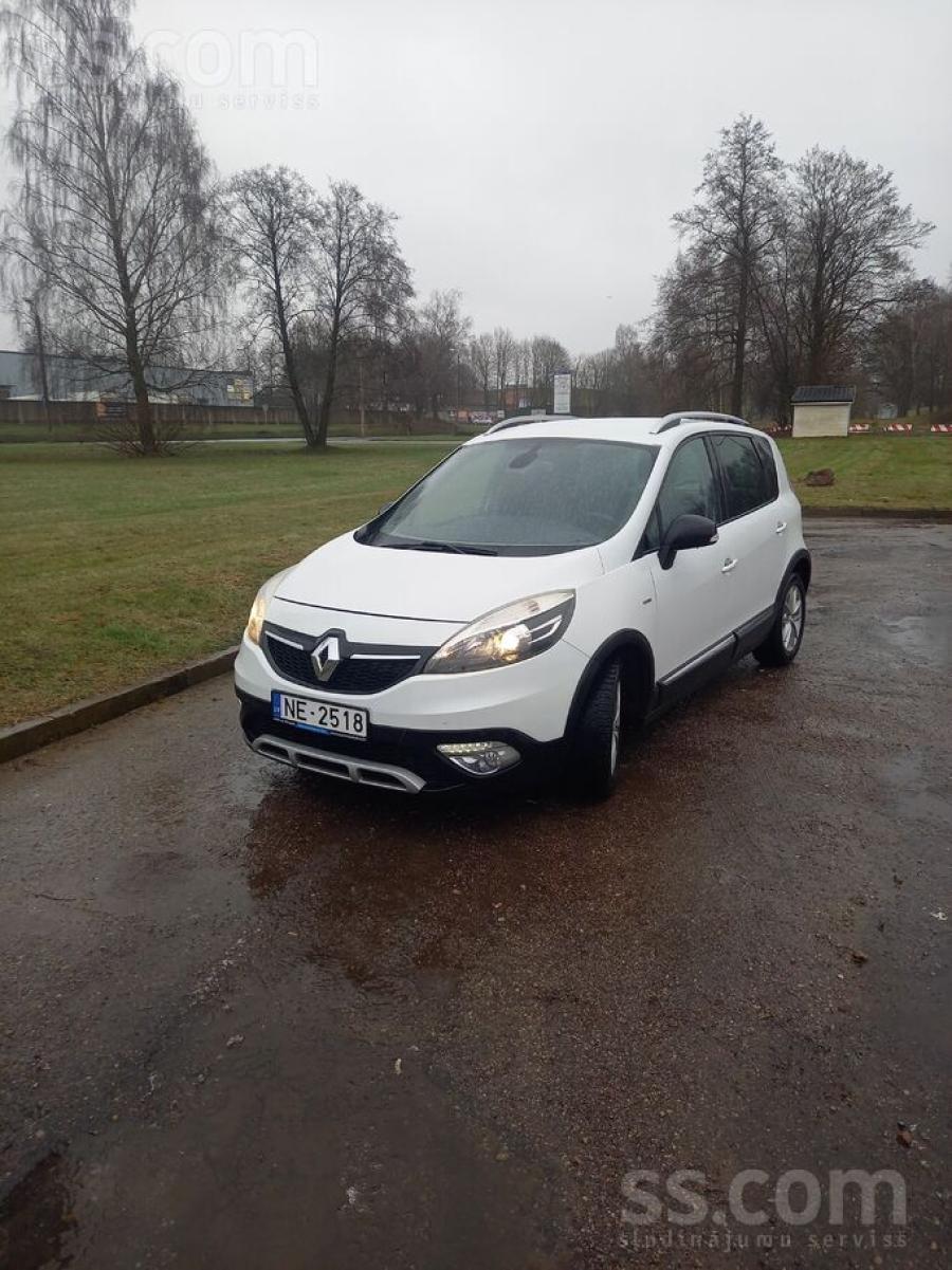 White Renault Scenic 2013 in Riga, with an engine capacity of 1.50 L and mileage of 325 thousand km for 4150 €, photo 1 on AUTOMOTO.COM.LV