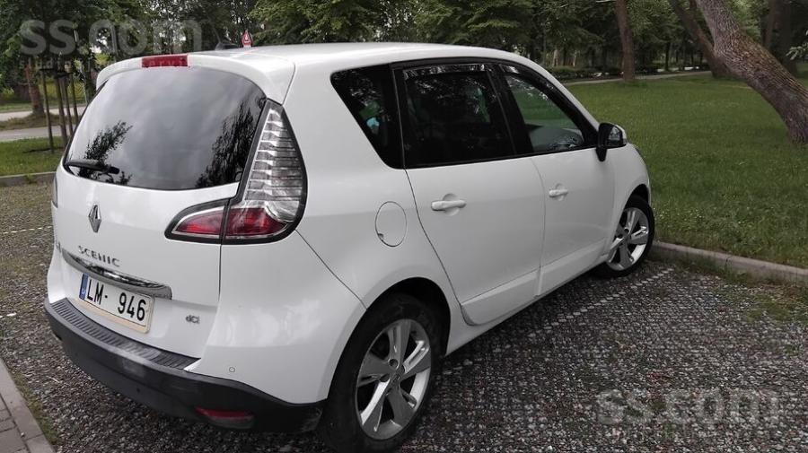 White Renault Scenic 2014 in Liepaja, with an engine capacity of 1.50 L and mileage of 258 thousand km for 5600 €, photo 5 on AUTOMOTO.COM.LV