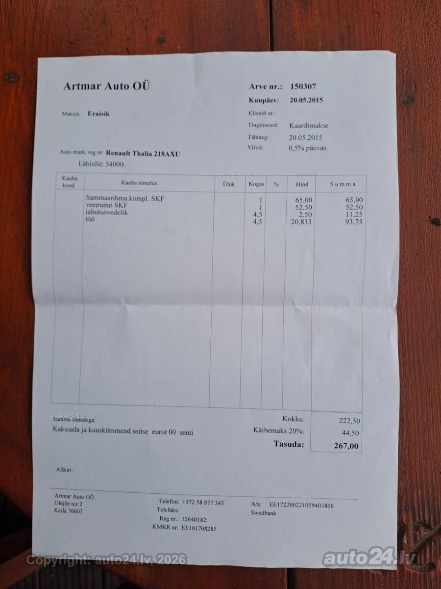 Pelēks Renault Thalia 2006 Tallina, ar dzinēja tilpumu 1.10 L un nobraukumu 106 tūkst. km par 790 €, foto 12 vietnē AUTOMOTO.COM.LV