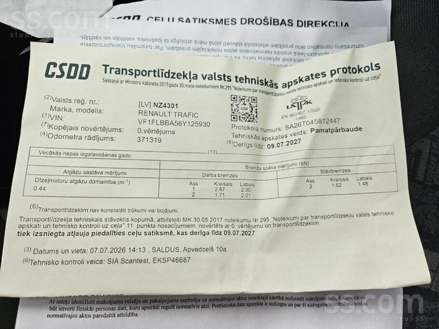 Black Renault Trafic 2005 in Saldus, with an engine capacity of 1.90 L and mileage of 371 thousand km for 4200 €, photo 12 on AUTOMOTO.COM.LV