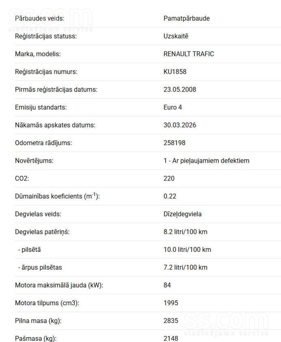 Black Renault Trafic 2008 in Riga, with an engine capacity of 2.00 L and mileage of 261 thousand km for 6300 €, photo 15 on AUTOMOTO.COM.LV