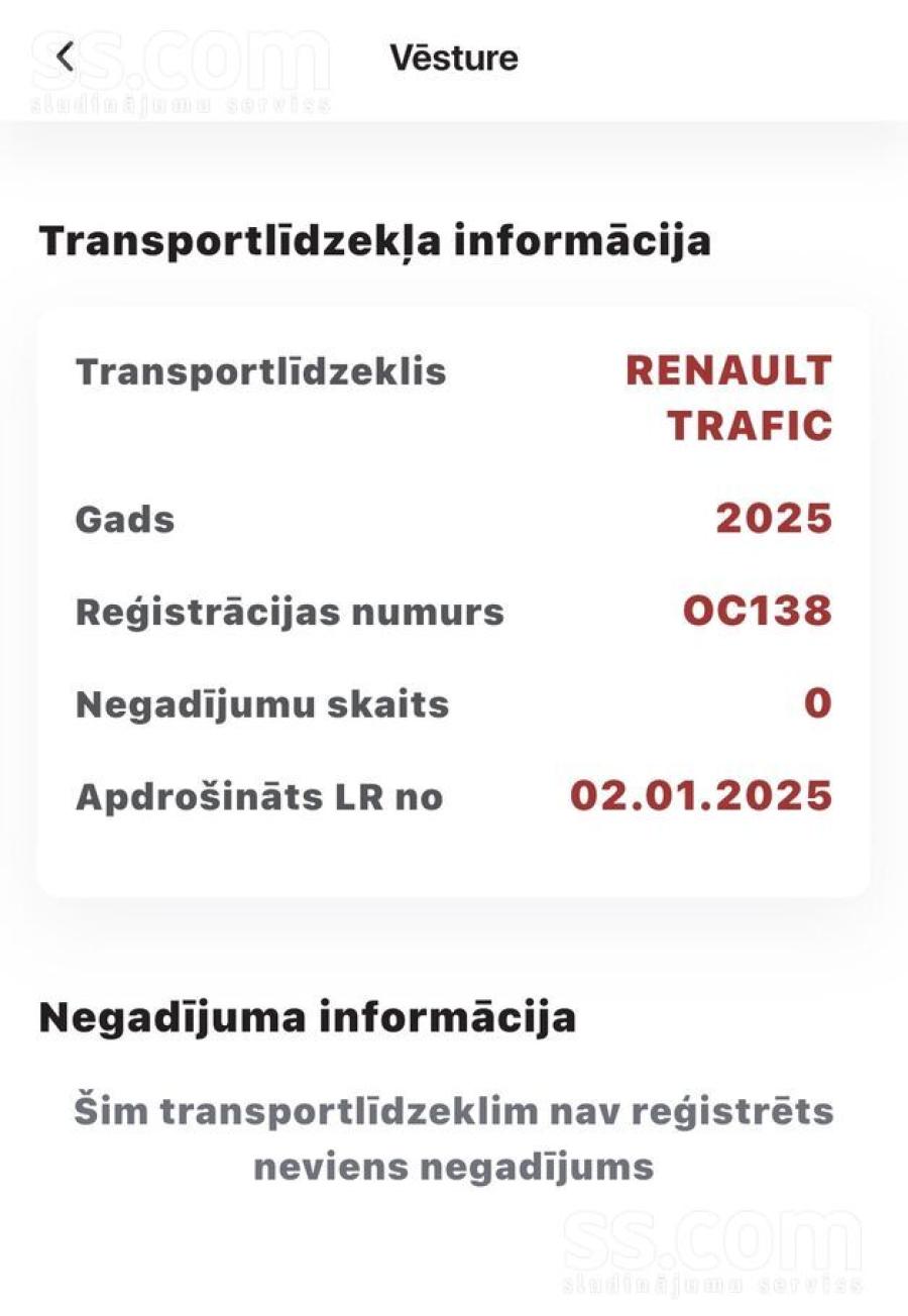 Black Renault Trafic 2025 in Riga, with an engine capacity of 2.00 L and mileage of 152 thousand km for 33500 €, photo 33 on AUTOMOTO.COM.LV