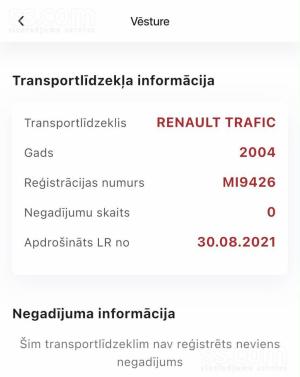 Blue Renault Trafic 2004 in Riga, with an engine capacity of 2.50 L and mileage of 397 thousand km for 5750 €, photo 20 on AUTOMOTO.COM.LV