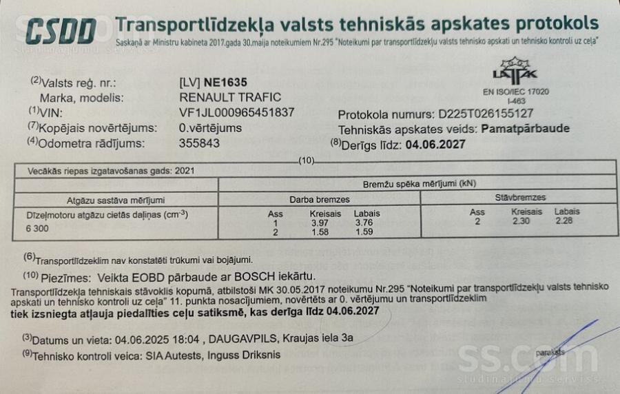 Серый Рено Трафик 2020 в Даугавпилс, объемом двигателя 2.00 л и пробегом 359 тыс. км за 19050 €, фото 11 на AUTOMOTO.COM.LV