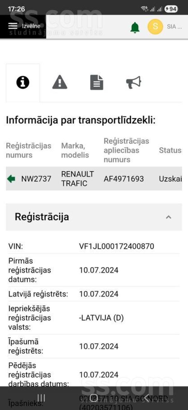 Серый Рено Трафик 2024 в Рига, объемом двигателя 2.00 л и пробегом 58 тыс. км за 32500 €, фото 10 на AUTOMOTO.COM.LV