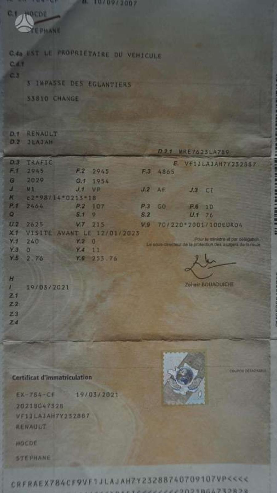 Белый Рено Трафик 2007 в Вильнюс, объемом двигателя 2.46 л и пробегом 100 тыс. км за 2500 €, фото 14 на AUTOMOTO.COM.LV