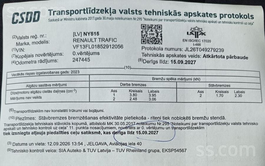 Balts Renault Trafic 2015 Jelgava, ar dzinēja tilpumu 1.60 L un nobraukumu 247 tūkst. km par 6900 €, foto 15 vietnē AUTOMOTO.COM.LV