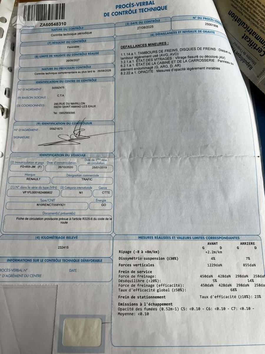 White Renault Trafic 2019 in Taurage, with an engine capacity of 1.60 L and mileage of 248 thousand km for 7999 €, photo 24 on AUTOMOTO.COM.LV