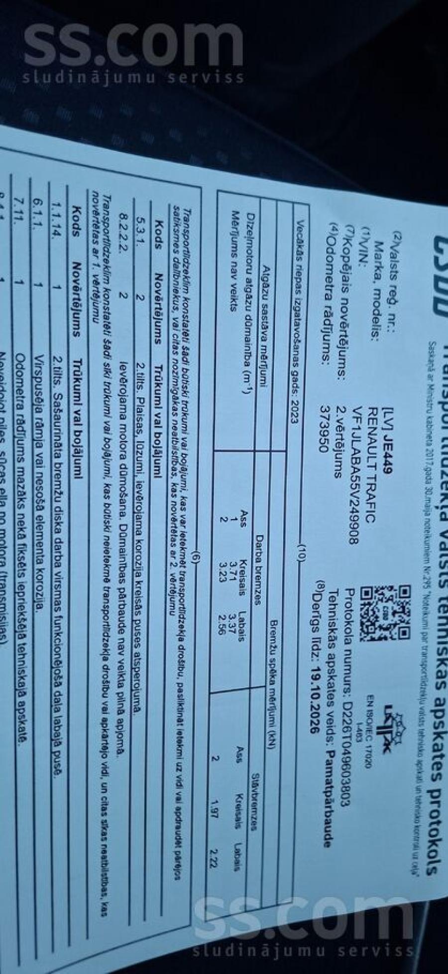Balts Renault Trafic 2005 Daugavpils, ar dzinēja tilpumu 1.90 L un nobraukumu 380 tūkst. km par 1900 €, foto 17 vietnē AUTOMOTO.COM.LV