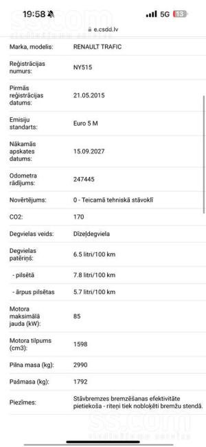 Balts Renault Trafic 2015 Rīga, ar dzinēja tilpumu 1.60 L un nobraukumu 248 tūkst. km par 8000 €, foto 16 vietnē AUTOMOTO.COM.LV