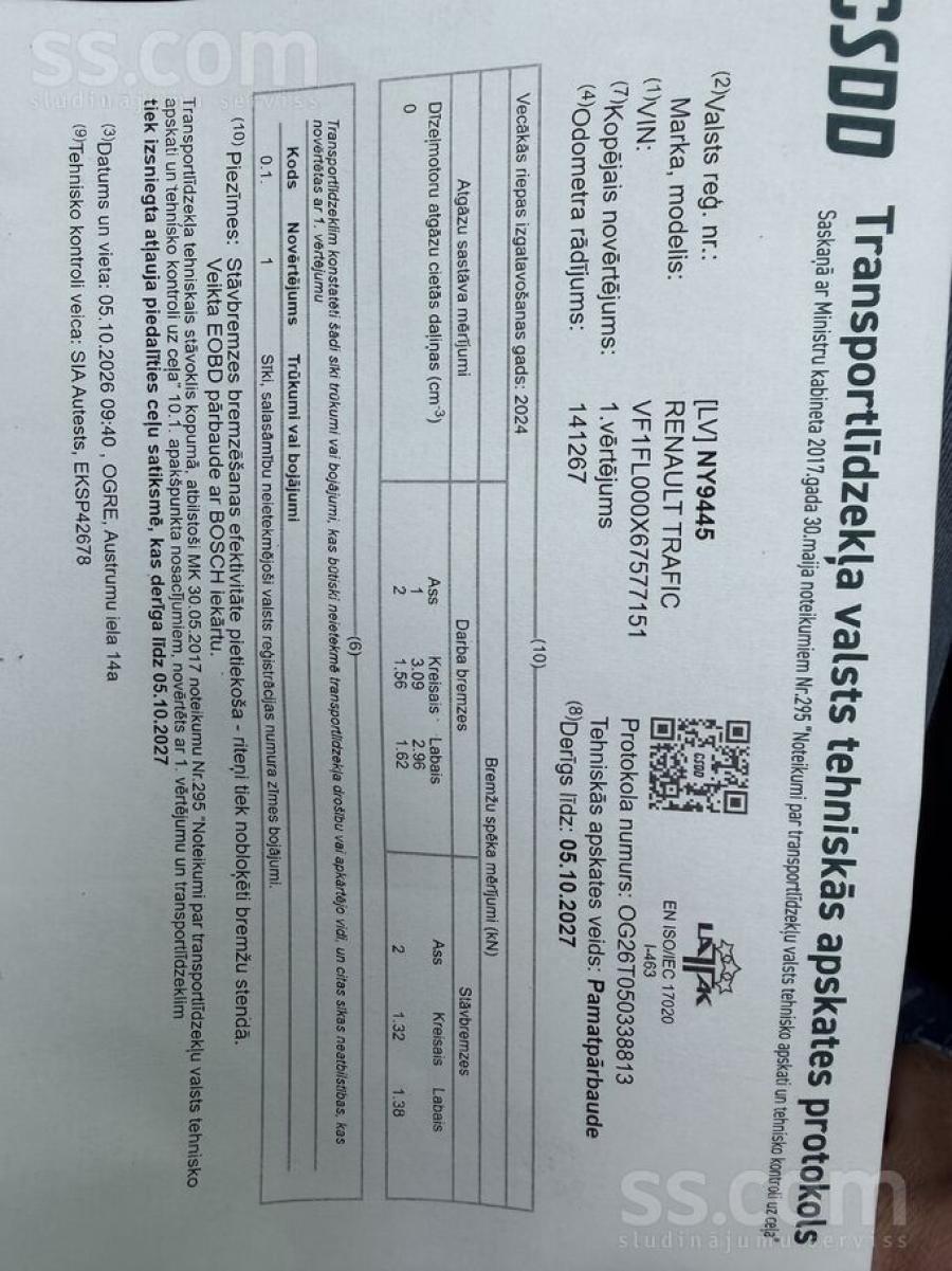 Белый Рено Трафик 2021 в Огре, объемом двигателя 2.00 л и пробегом 139 тыс. км за 15888 €, фото 14 на AUTOMOTO.COM.LV