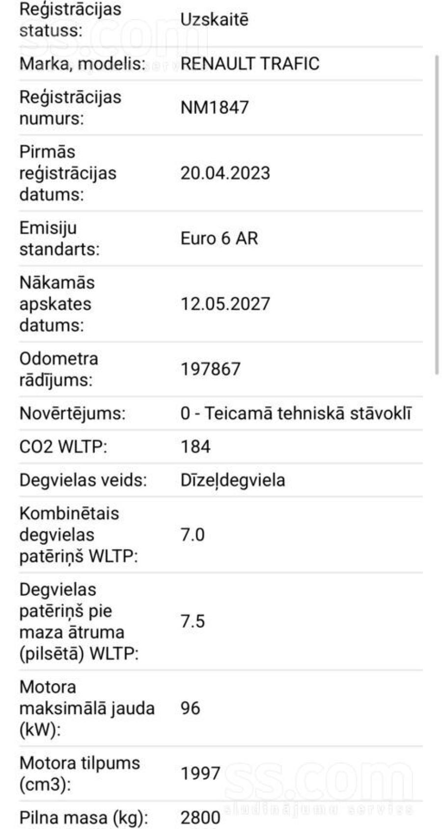 Белый Рено Трафик 2023 в Рига, объемом двигателя 2.00 л и пробегом 198 тыс. км за 13500 €, фото 27 на AUTOMOTO.COM.LV
