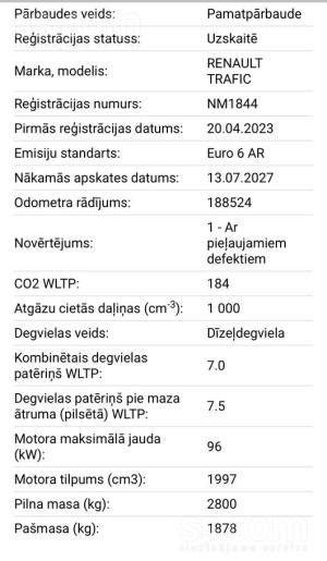Белый Рено Трафик 2023 в Рига, объемом двигателя 2.00 л и пробегом 189 тыс. км за 14300 €, фото 25 на AUTOMOTO.COM.LV