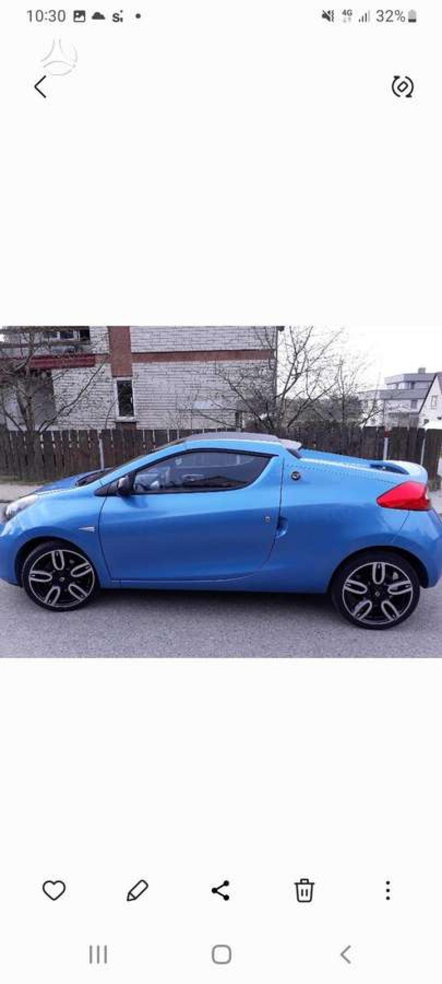 Blue Renault Wind 2010 in Anyksciai, with an engine capacity of 1.15 L and mileage of 110 thousand km for 3500 €, photo 8 on AUTOMOTO.COM.LV