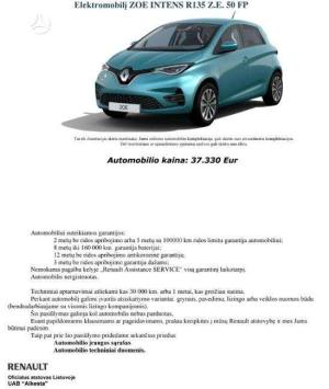 Синий Рено Зое 2021 в Каунас, объемом двигателя 0.00 л и пробегом 133 тыс. км за 11000 €, фото 11 на AUTOMOTO.COM.LV
