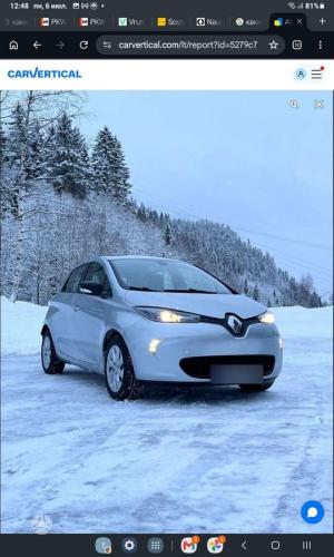 Pelēks Renault Zoe 2019 Viļņa, ar dzinēja tilpumu 0.00 L un nobraukumu 110 tūkst. km par 6600 €, foto  vietnē AUTOMOTO.COM.LV