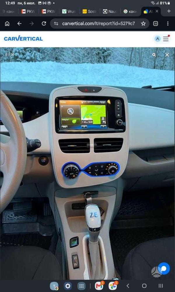 Pelēks Renault Zoe 2019 Viļņa, ar dzinēja tilpumu 0.00 L un nobraukumu 110 tūkst. km par 6600 €, foto 4 vietnē AUTOMOTO.COM.LV