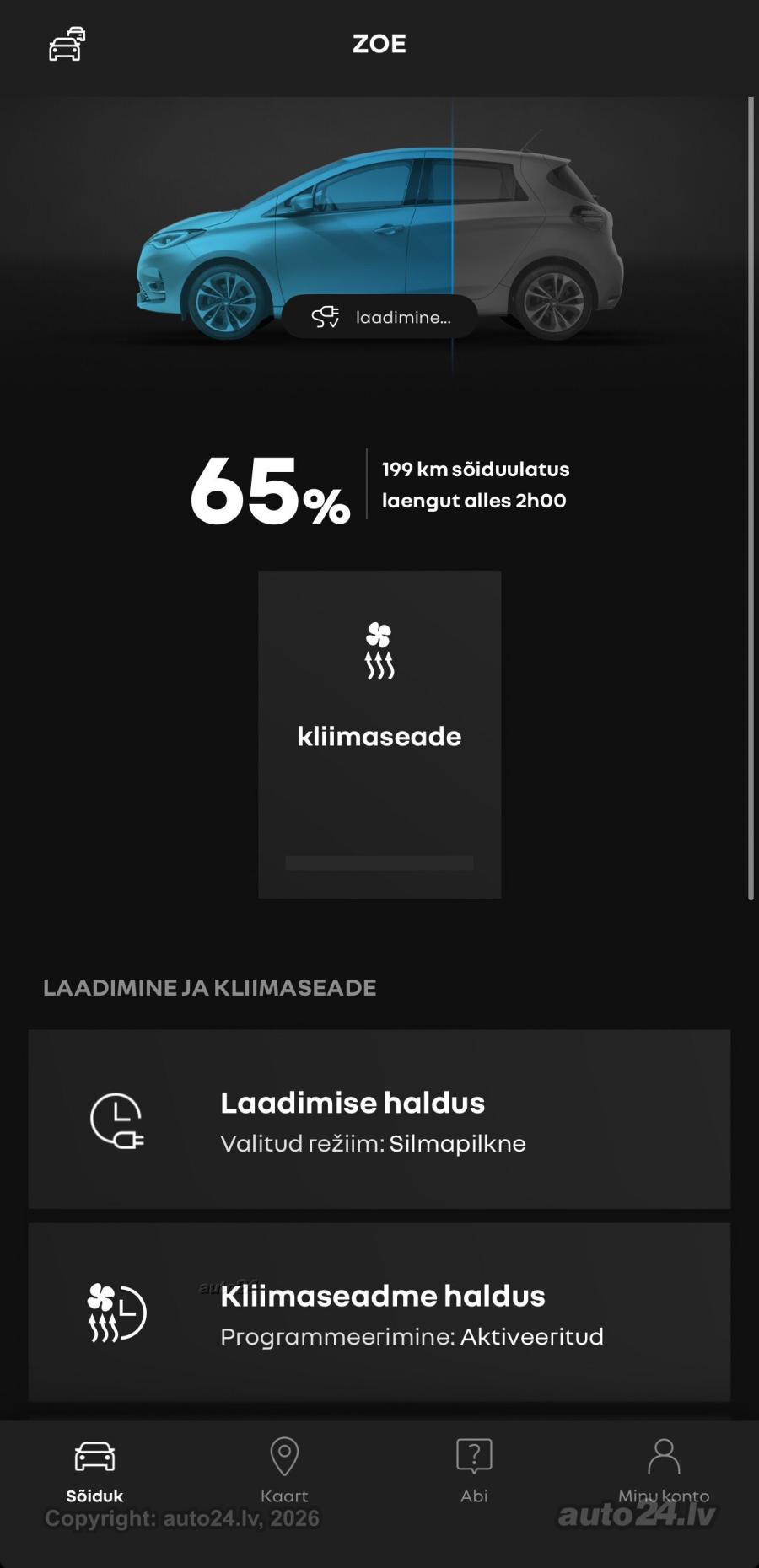 Renault Zoe 2021 in Tallinn, with an engine capacity of 0.00 L and mileage of 57 thousand km for 12990 €, photo 15 on AUTOMOTO.COM.LV
