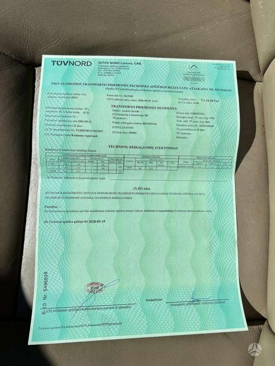 Черный Сааб 9-3 2001 в Вильнюс, объемом двигателя 1.99 л и пробегом 196 тыс. км за 2900 €, фото 40 на AUTOMOTO.COM.LV