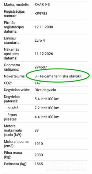 Melns Saab 9-3 2008 Rīga, ar dzinēja tilpumu 1.90 L un nobraukumu 295 tūkst. km par 2500 €, foto 30 vietnē AUTOMOTO.COM.LV