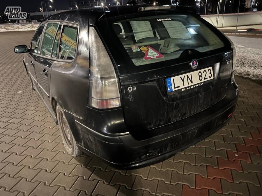 Black Saab 9-3 2006 in Vilnius, with an engine capacity of 1.90 L and mileage of 396 thousand km for 650 €, photo 4 on AUTOMOTO.COM.LV