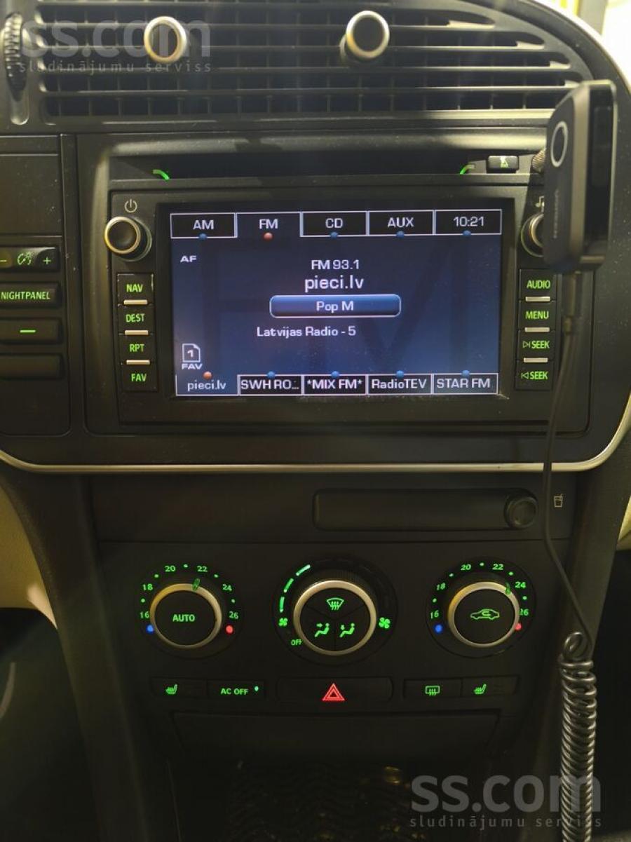 Black Saab 9-3 2008 in Riga, with an engine capacity of 1.90 L and mileage of 430 thousand km for 2500 €, photo 10 on AUTOMOTO.COM.LV