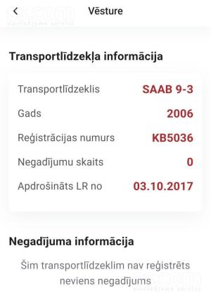 Blue Saab 9-3 2006 in Riga, with an engine capacity of 1.90 L and mileage of 501 thousand km for 700 €, photo 24 on AUTOMOTO.COM.LV