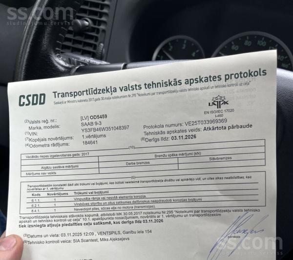 Серый Сааб 9-3 2005 в Вентспилс, объемом двигателя 1.90 л и пробегом 185 тыс. км за 750 €, фото 9 на AUTOMOTO.COM.LV