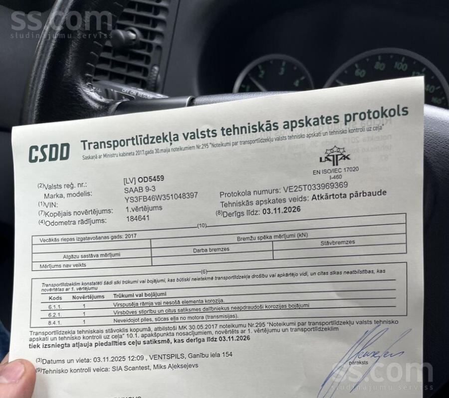 Серый Сааб 9-3 2005 в Вентспилс, объемом двигателя 1.90 л и пробегом 185 тыс. км за 750 €, фото 10 на AUTOMOTO.COM.LV