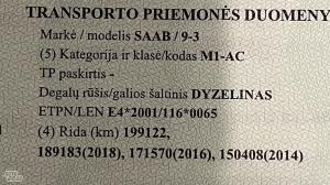 Серый Сааб 9-3 2008 в Каунас, объемом двигателя 1.90 л и пробегом 254 тыс. км за 1800 €, фото 16 на AUTOMOTO.COM.LV
