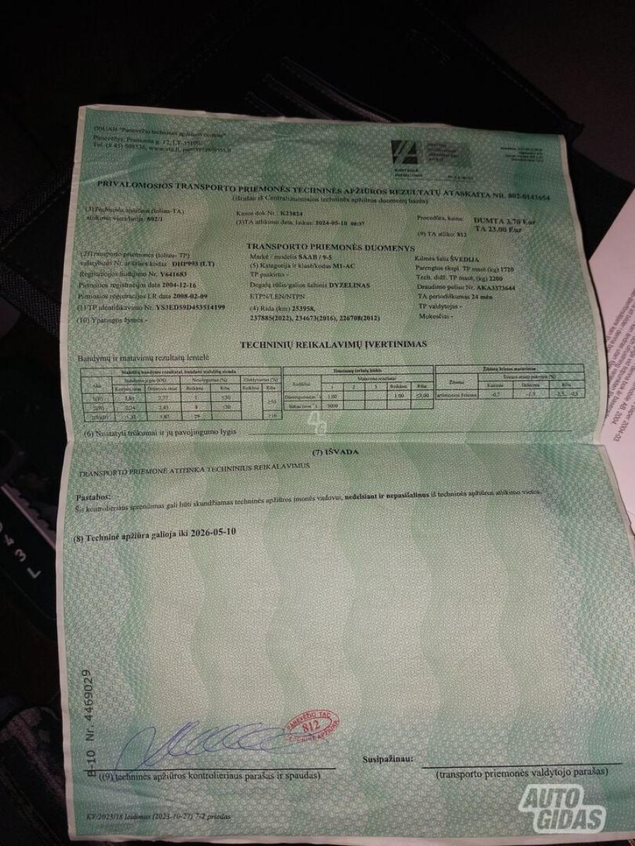 Melns Saab 9-5 2004 Viļņa, ar dzinēja tilpumu 2.20 L un nobraukumu 268 tūkst. km par 900 €, foto 12 vietnē AUTOMOTO.COM.LV