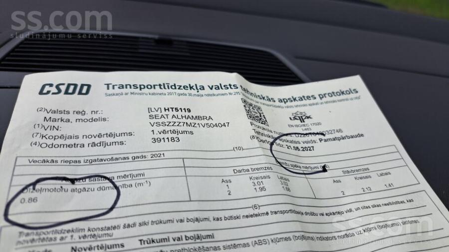 Blue SEAT Alhambra 2002 in Daugavpils, with an engine capacity of 1.90 L and mileage of 391 thousand km for 1550 €, photo 21 on AUTOMOTO.COM.LV
