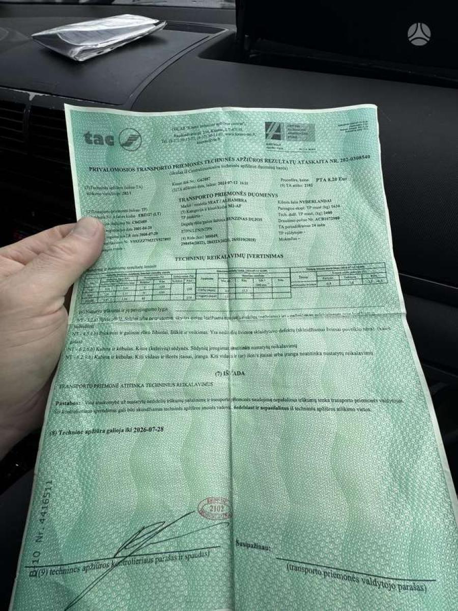 Pelēks SEAT Alhambra 2001 Vilkaviškis, ar dzinēja tilpumu 1.98 L un nobraukumu 333 tūkst. km par 850 €, foto 15 vietnē AUTOMOTO.COM.LV