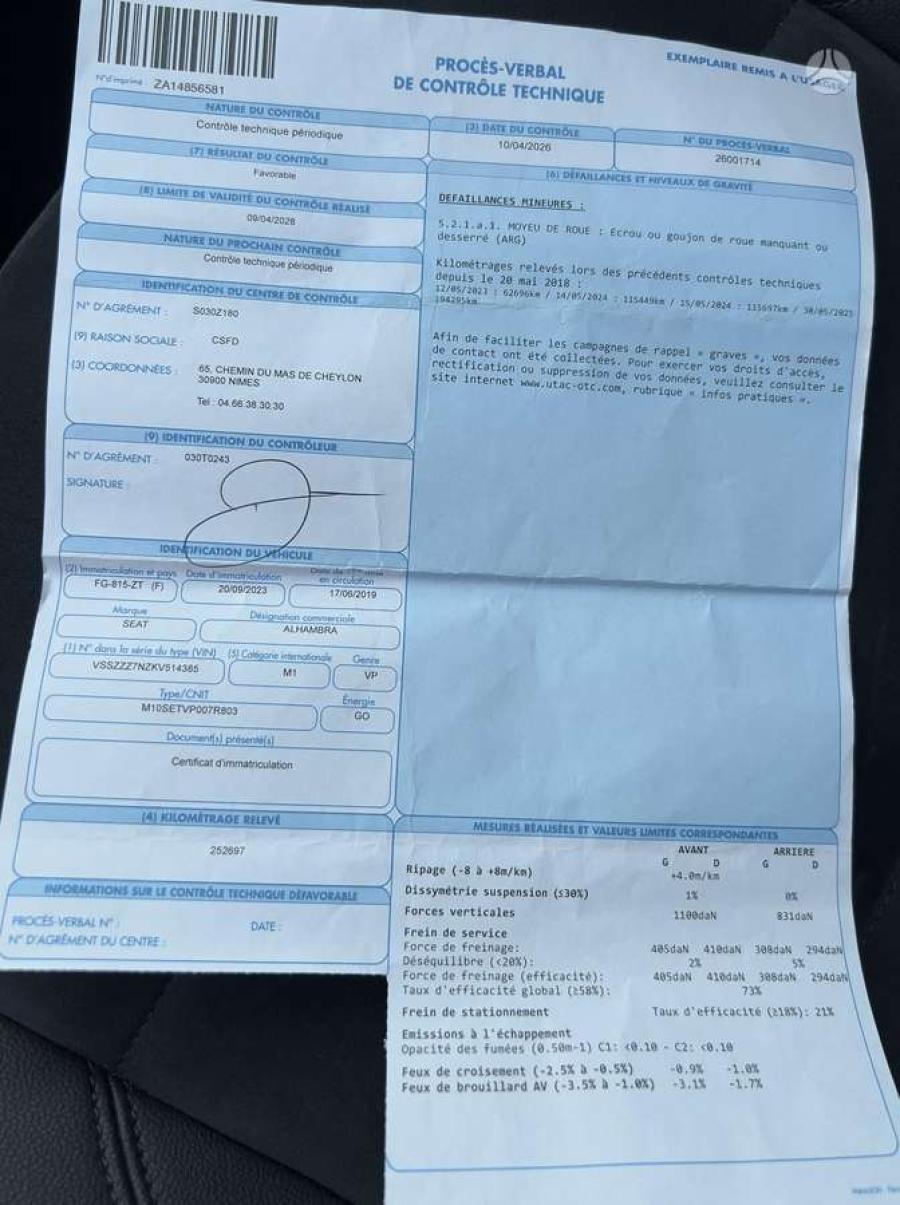 Серый Сеат Альхамбра 2019 в Таураге, объемом двигателя 1.97 л и пробегом 256 тыс. км за 14500 €, фото 27 на AUTOMOTO.COM.LV